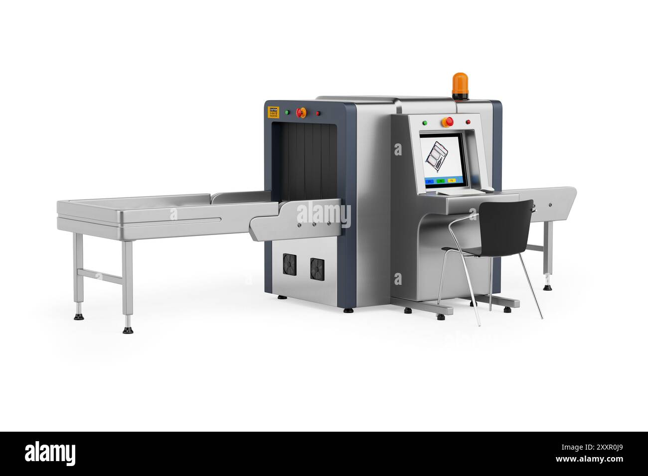 Airport X-ray Security Baggage Scanner on a white background. 3d ...