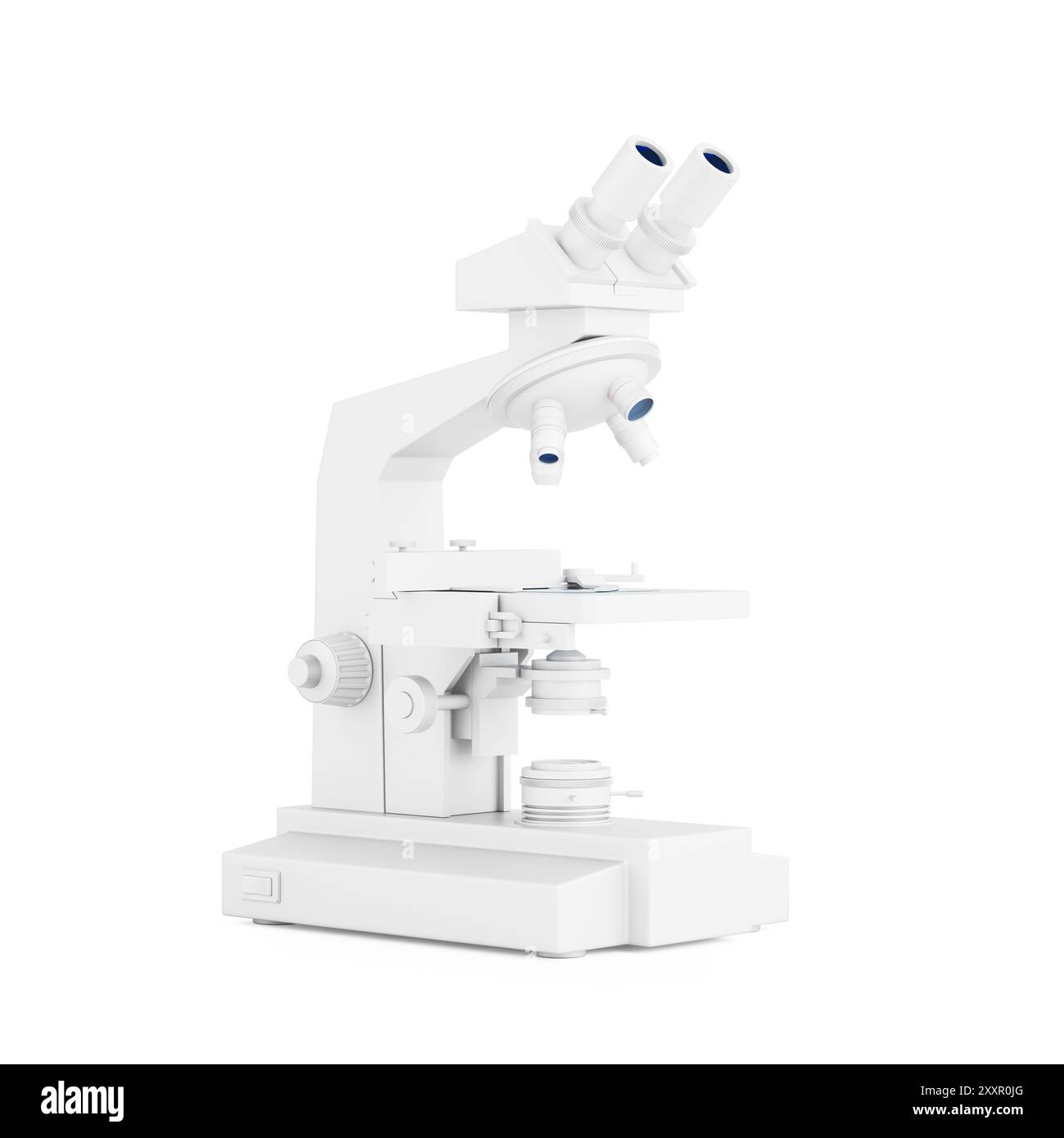 White Modern Golden Laboratory Microscope in Clay Monochrome Style on a ...