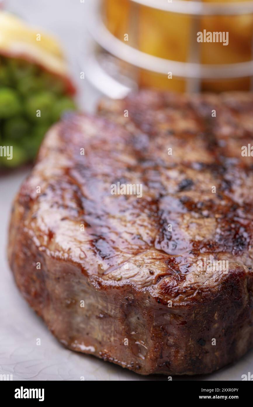 Grilled steak with chips Stock Photo - Alamy
