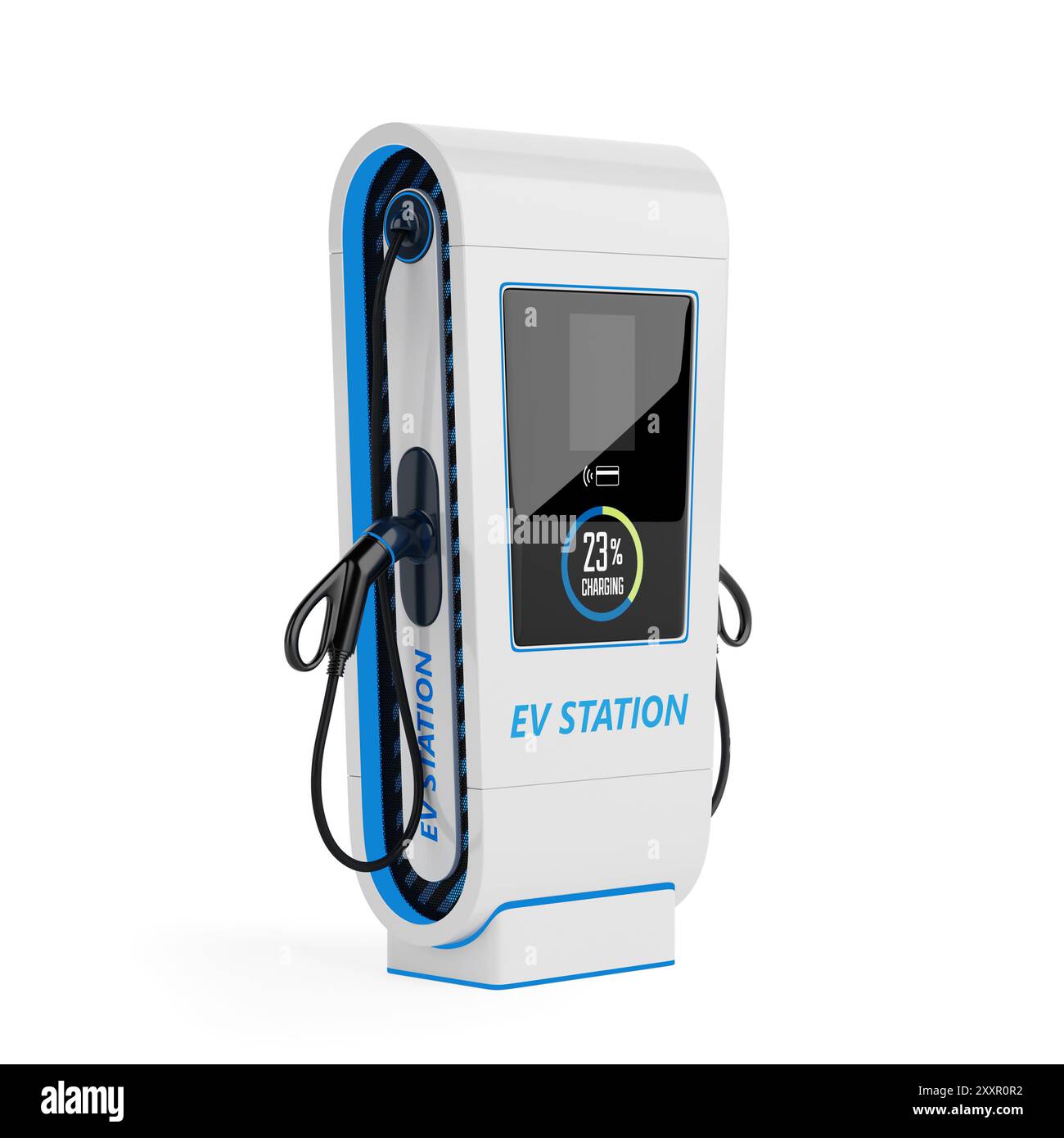 White Modern Power Supply for Electric Car Charging Station on a white ...