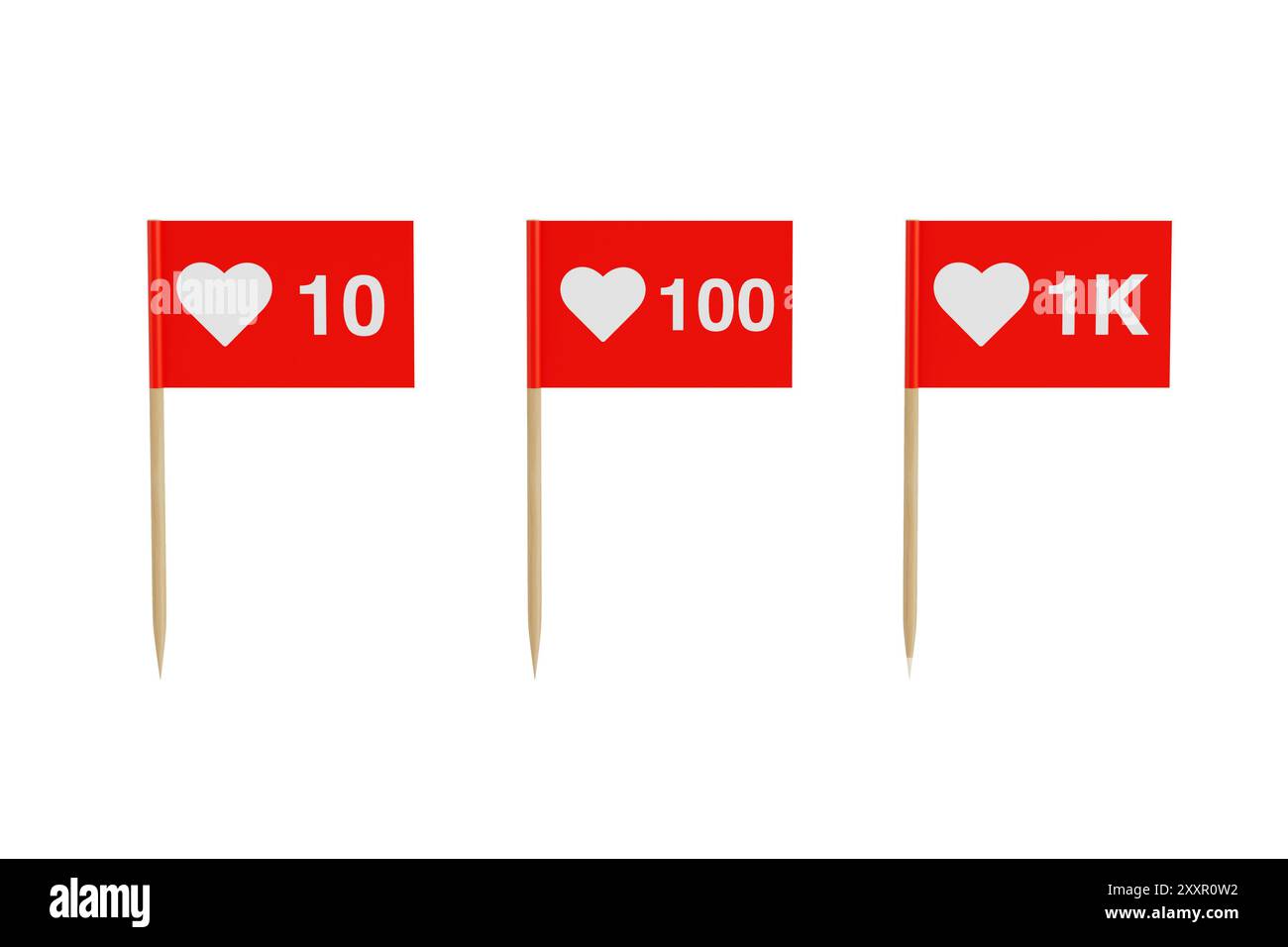Social Media Network Love and Like Heart Icon Flags on a white ...