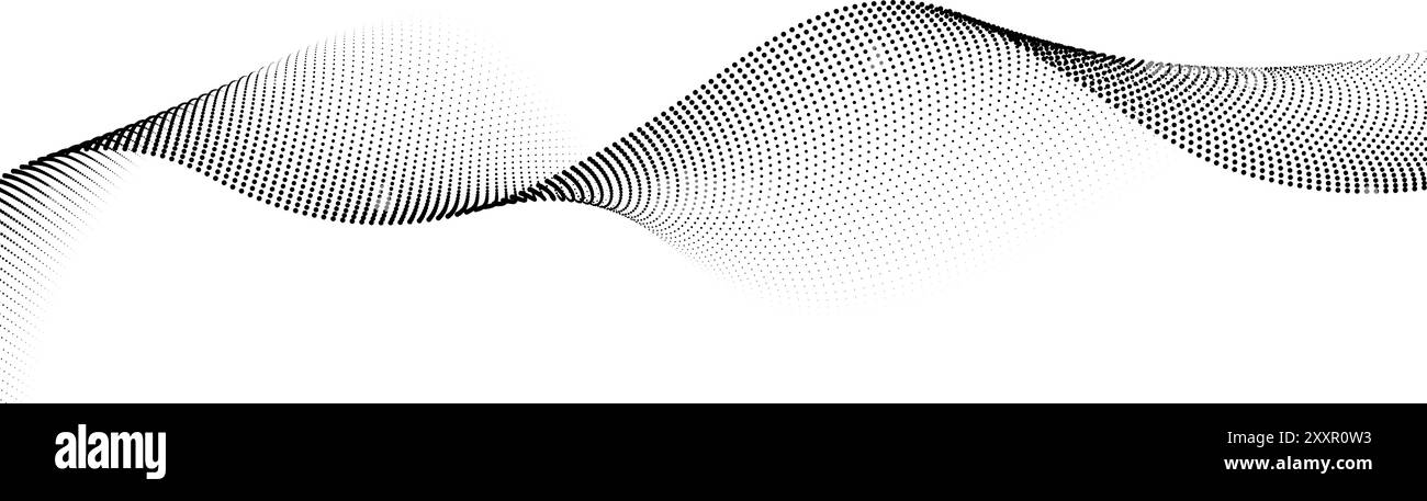 Dotted wave lines background. Black halftone undulate pattern. Curved ...