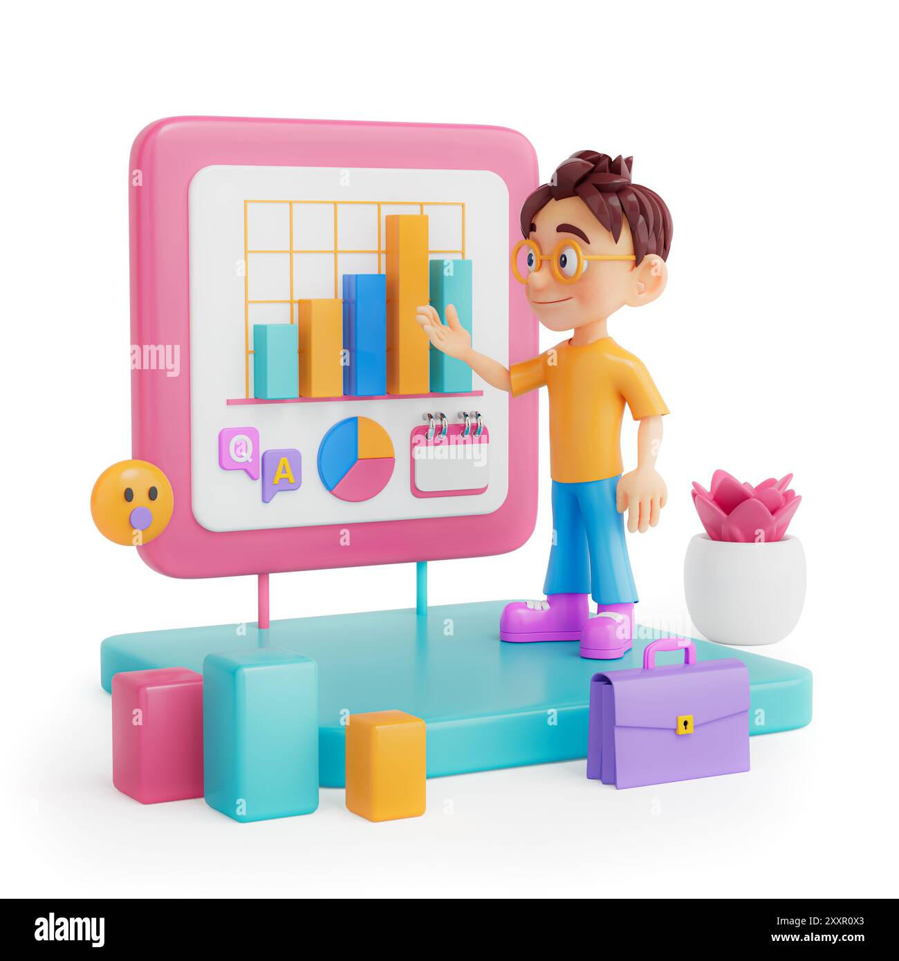 Boy showing bar diagram hi-res stock photography and images - Alamy