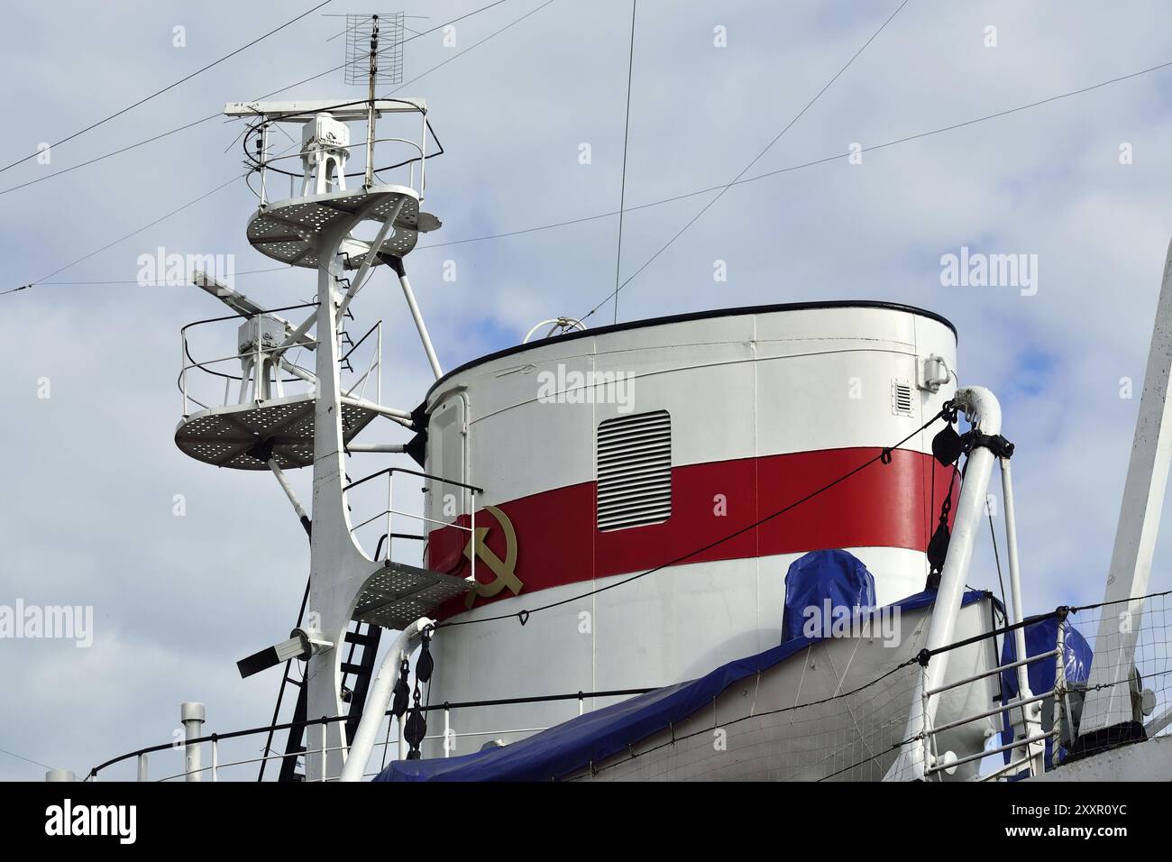 Tube and mast of the ship close up Stock Photo - Alamy