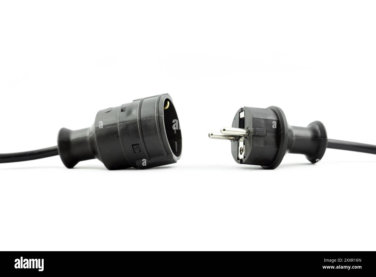 Plug and socket of an electric extension lead electric power cable with ...