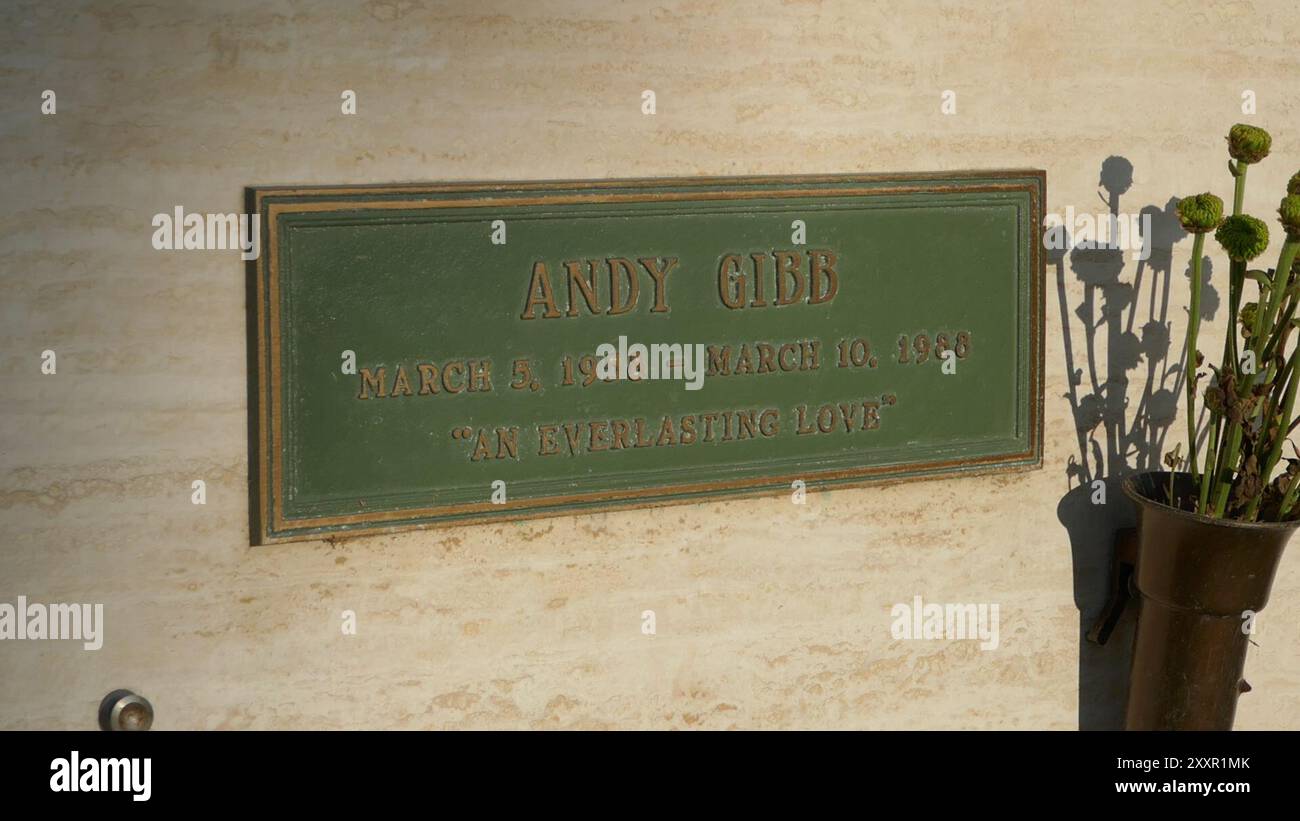 Los Angeles, California, USA 23rd August 2024 Singer Andy Gibb Grave in ...