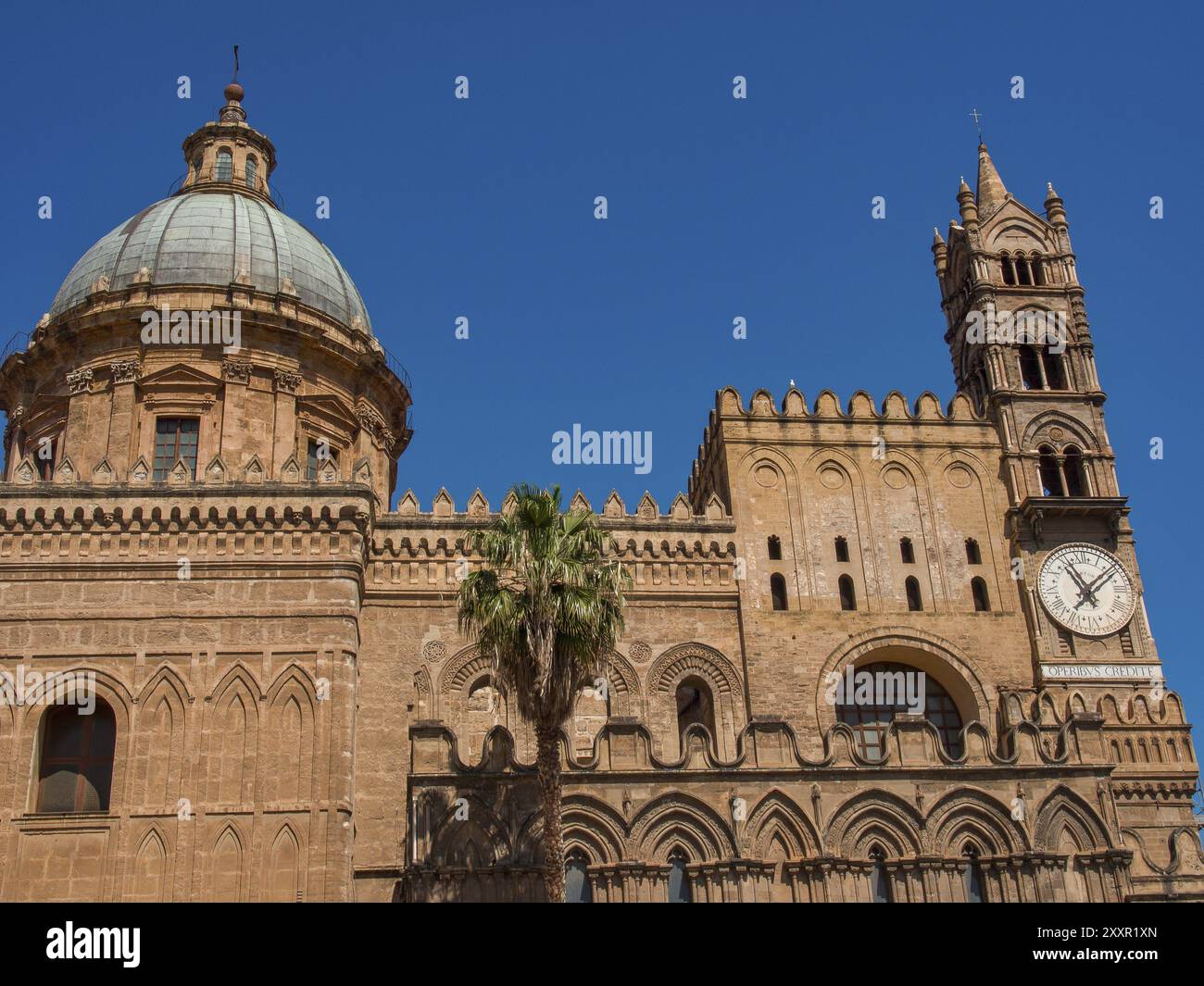 Historic cathedral with dome and clock tower, gothic and baroque ...