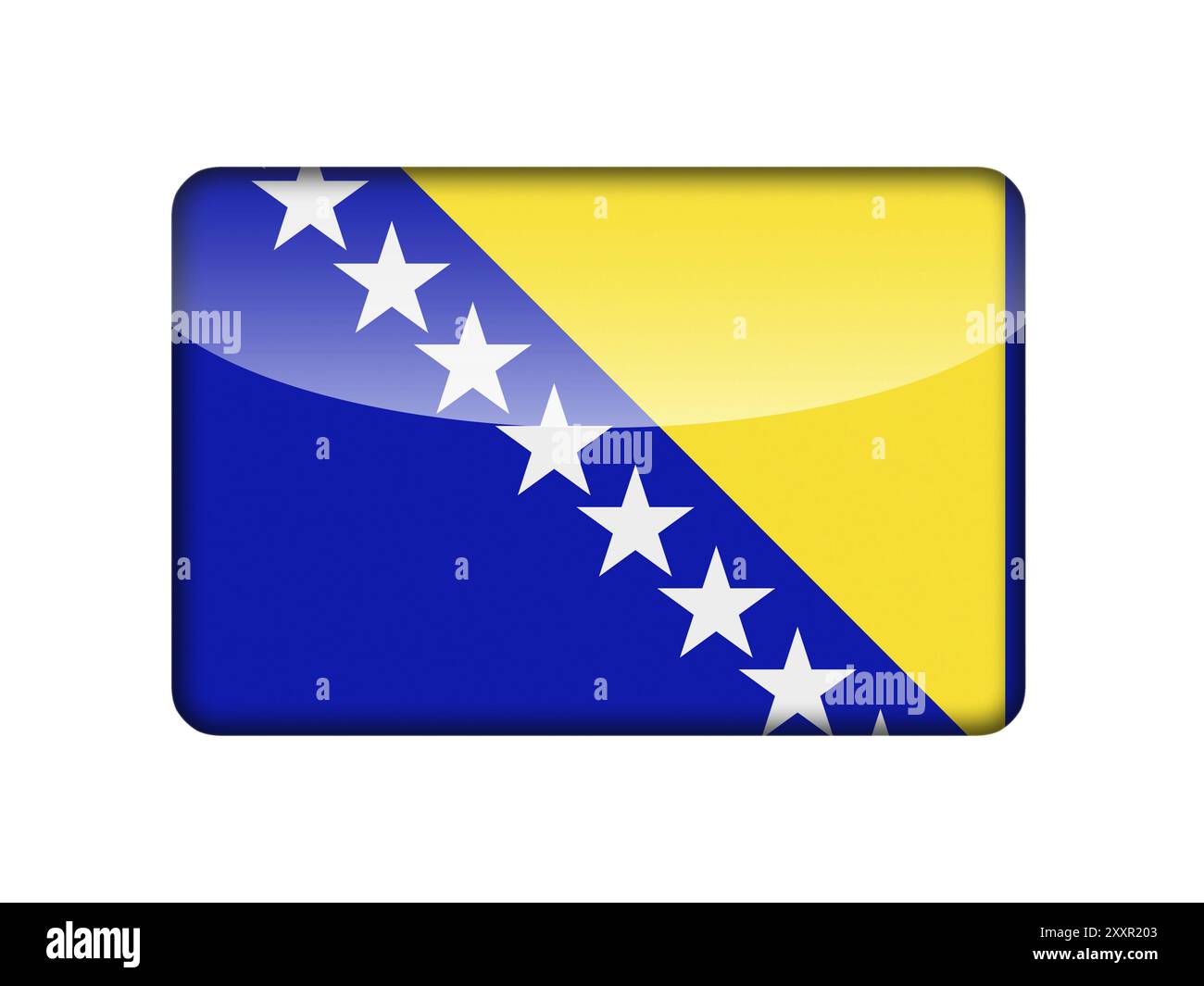 The Bosnia and Herzegovina flag in the form of a glossy icon Stock ...
