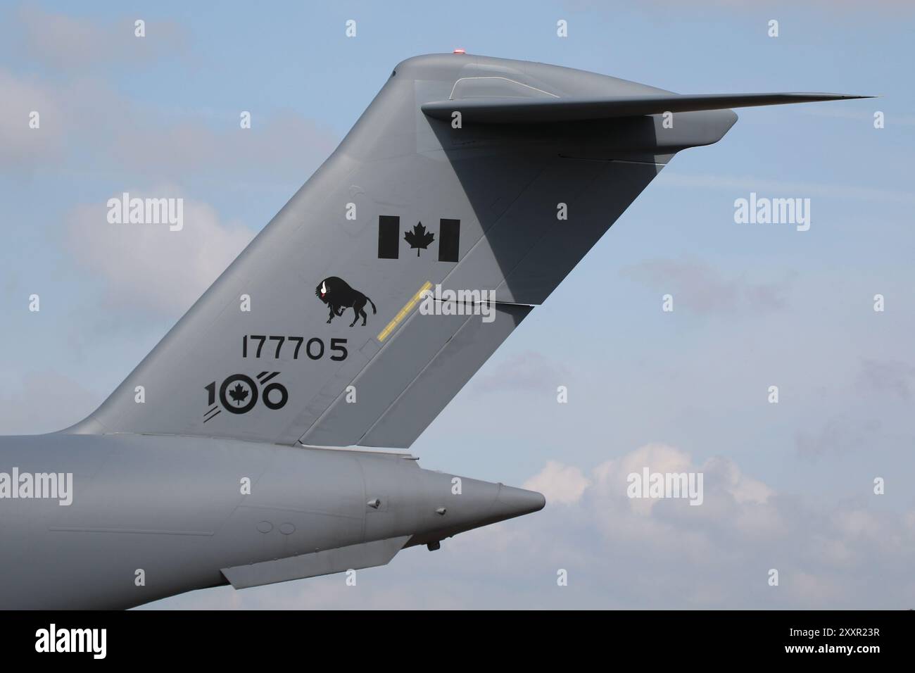 The tail section of 177705, a Boeing CC-177A Globemaster operated by ...