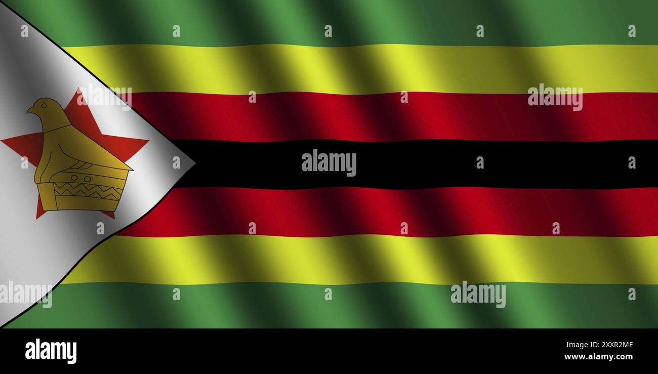 The Zimbabwe flag flying in the wind Stock Photo - Alamy