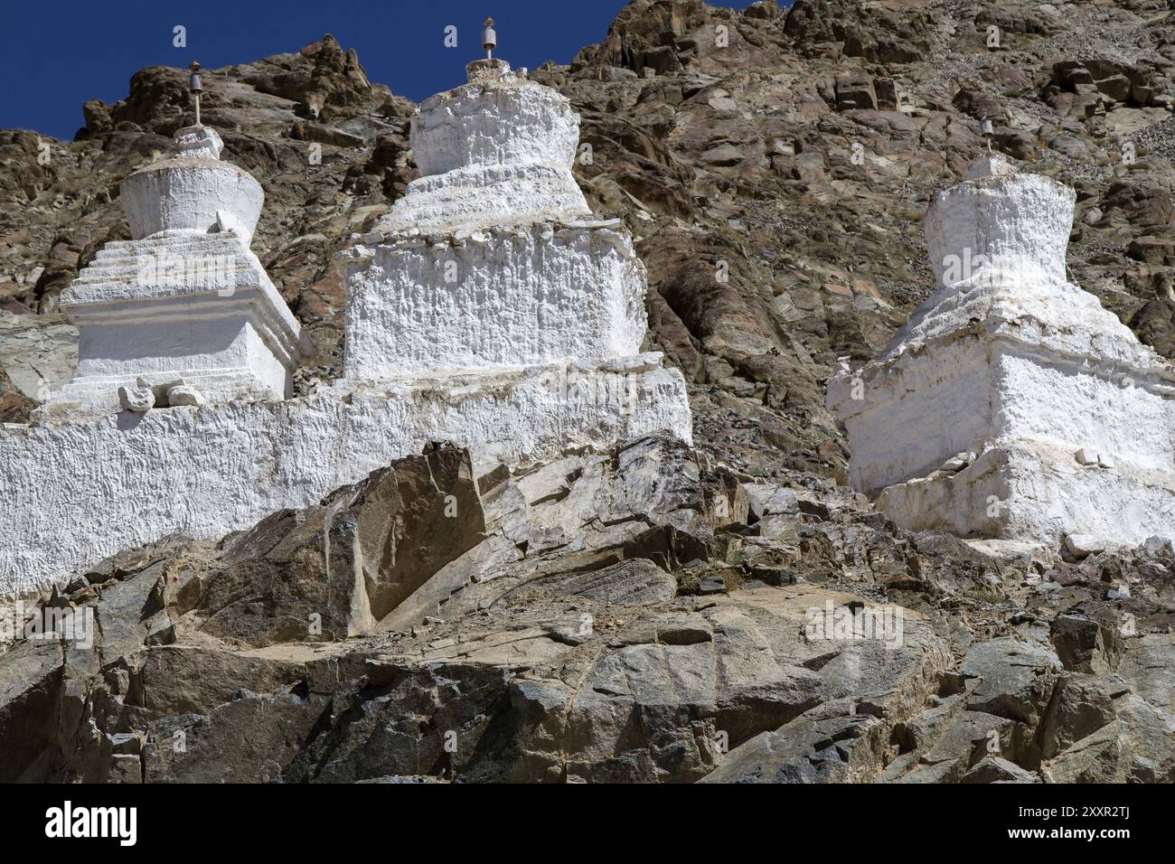 Three ancient stupas in Ladakh, India, Asia Stock Photo - Alamy
