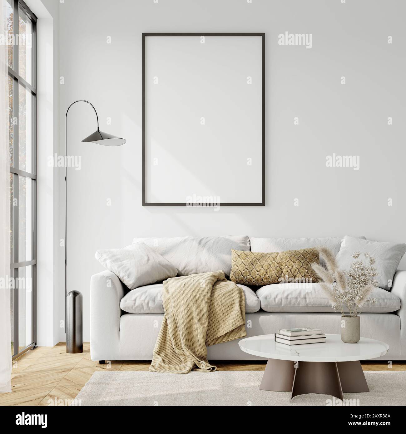Frame mockup, ISO A paper size. Living room wall poster mockup. Modern ...