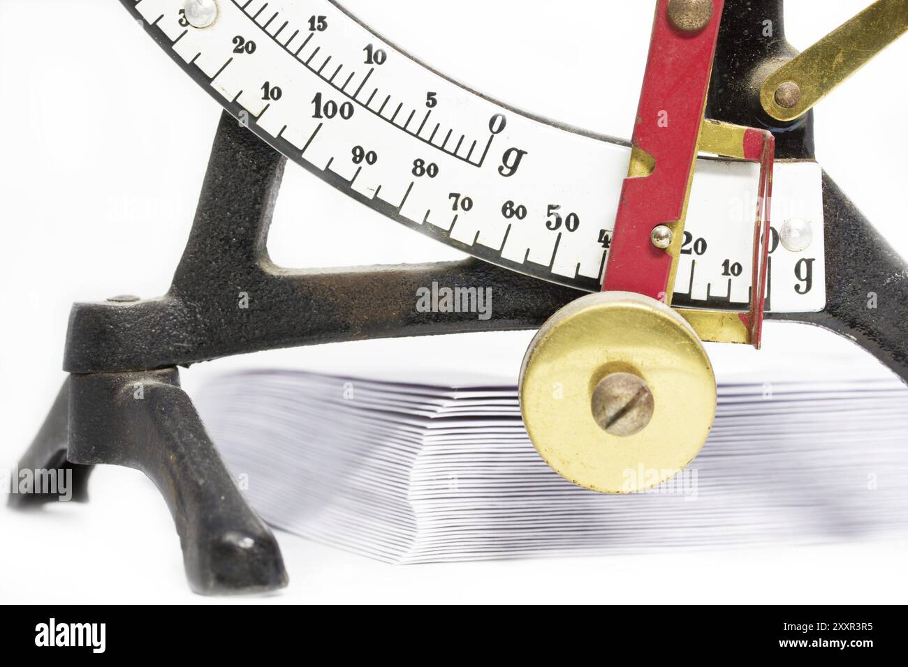 Old-fashioned letter scales with letters Stock Photo - Alamy