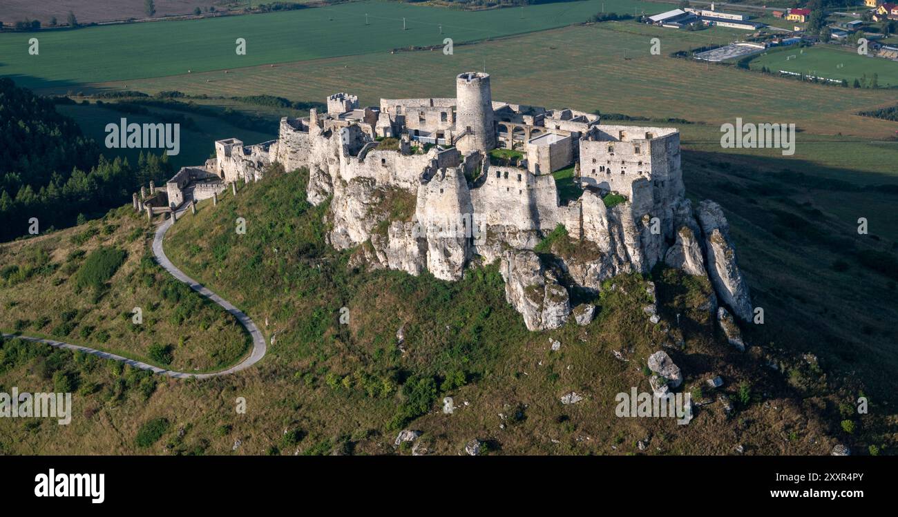 Aerial view of The ruins of Spis Castle. Unesco World Heritage Site ...
