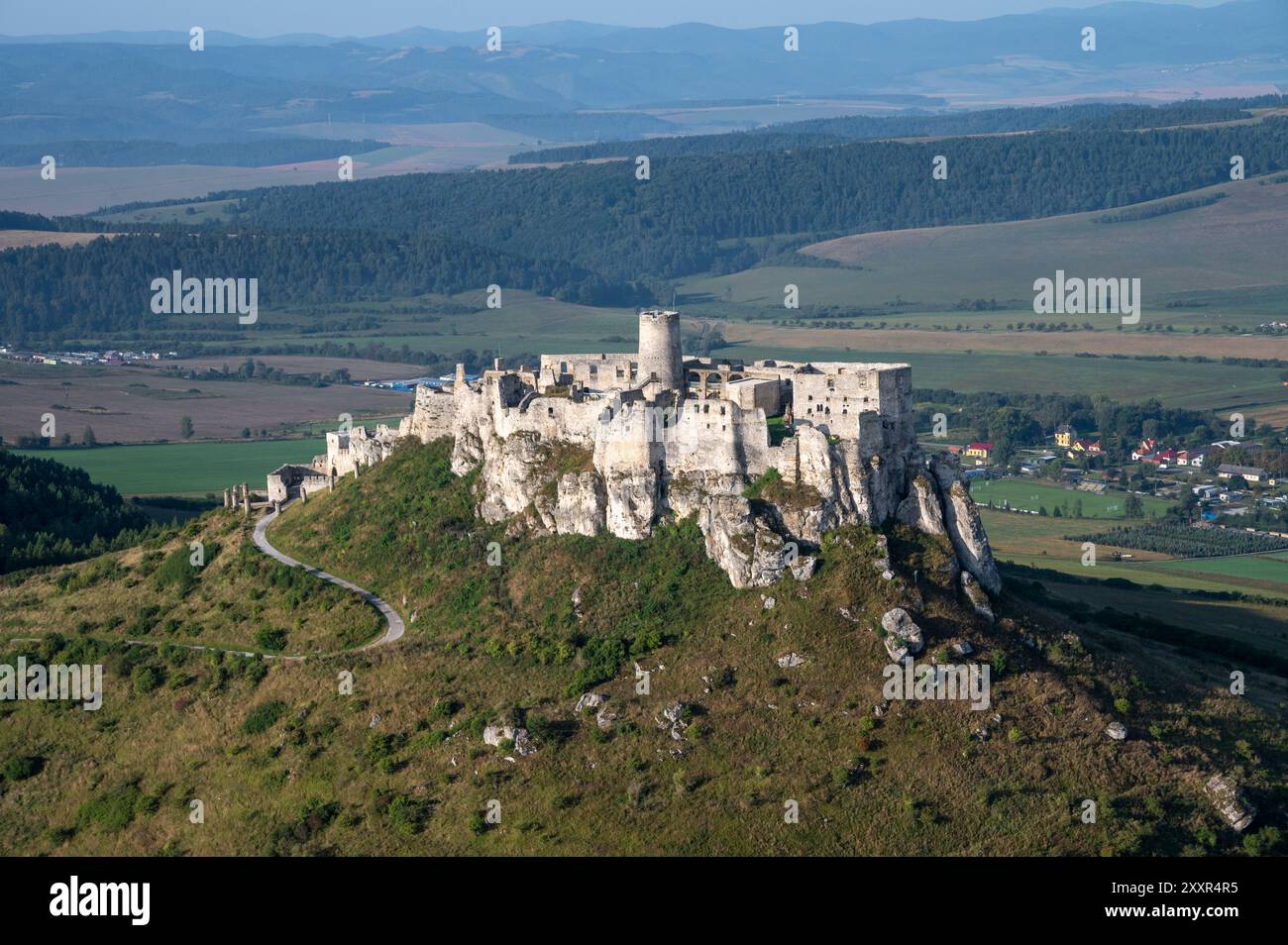 Aerial view of The ruins of Spis Castle. Unesco World Heritage Site. Spisske Podhradie. Slovakia ...