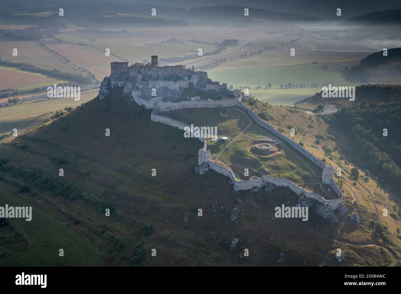 Aerial view of The ruins of Spis Castle. Unesco World Heritage Site ...
