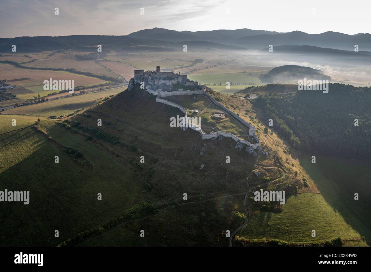 Aerial view of The ruins of Spis Castle. Unesco World Heritage Site ...