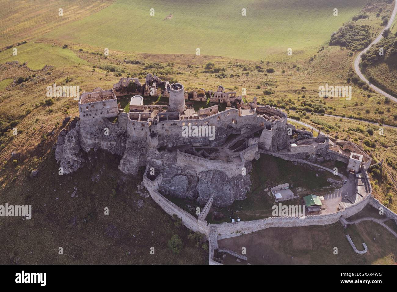 Aerial view of The ruins of Spis Castle. Unesco World Heritage Site ...