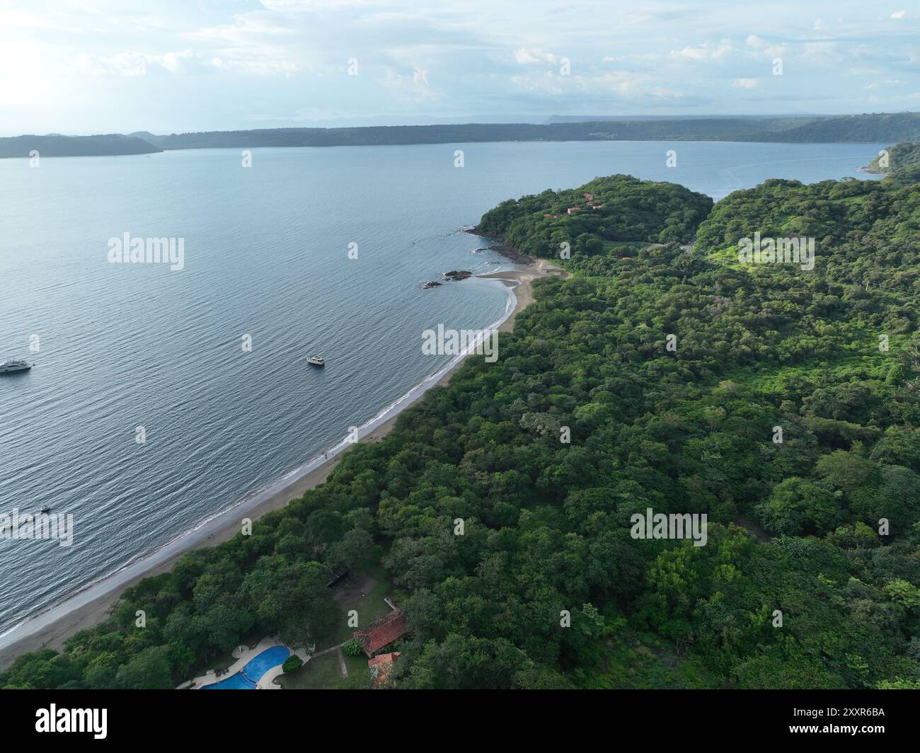 Aerial View of Playa Panama, Bahia Culebra and Peninsula Papagayo in ...