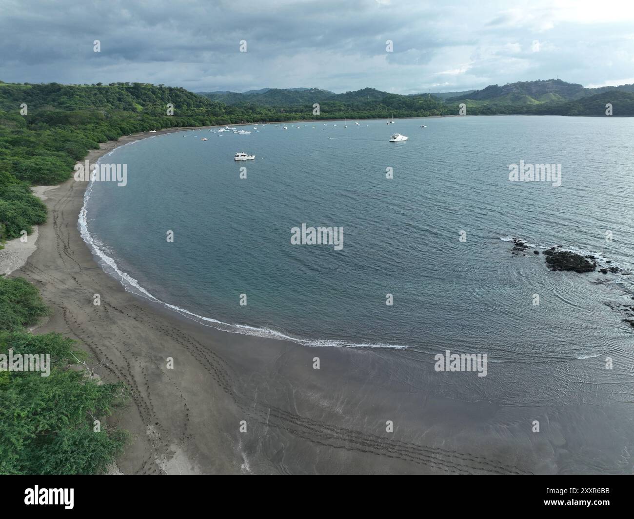 Aerial View of Playa Panama, Bahia Culebra and Peninsula Papagayo in ...