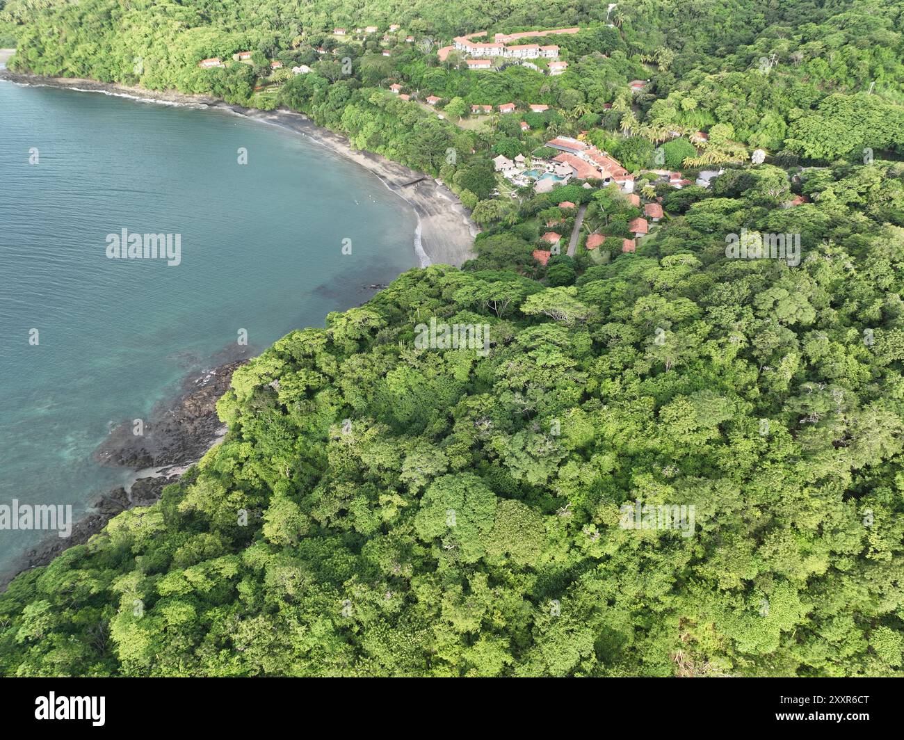 Aerial View of Playa Panama, Bahia Culebra and Peninsula Papagayo in ...