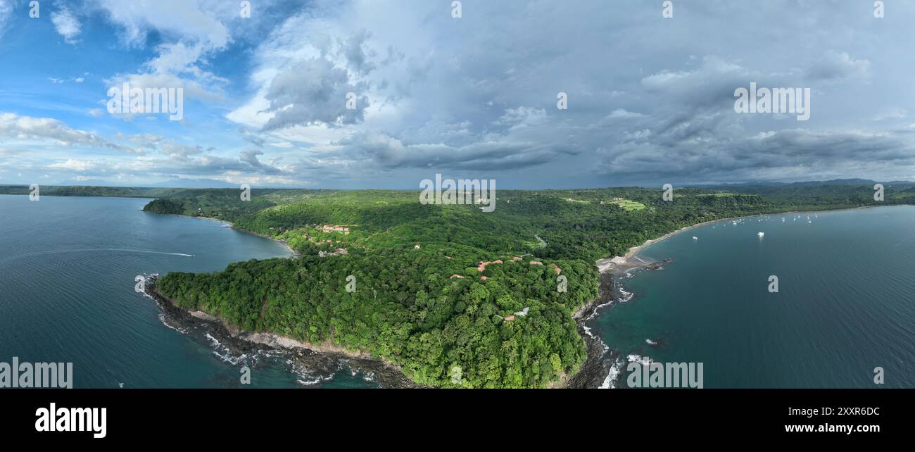 Aerial View of Playa Panama, Bahia Culebra and Peninsula Papagayo in ...