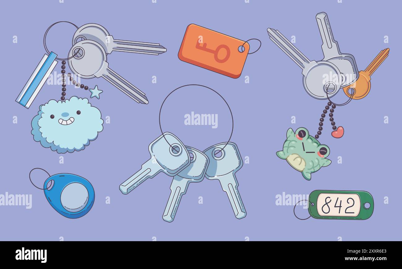 Cartoon illustration set keys hi-res stock photography and images - Alamy