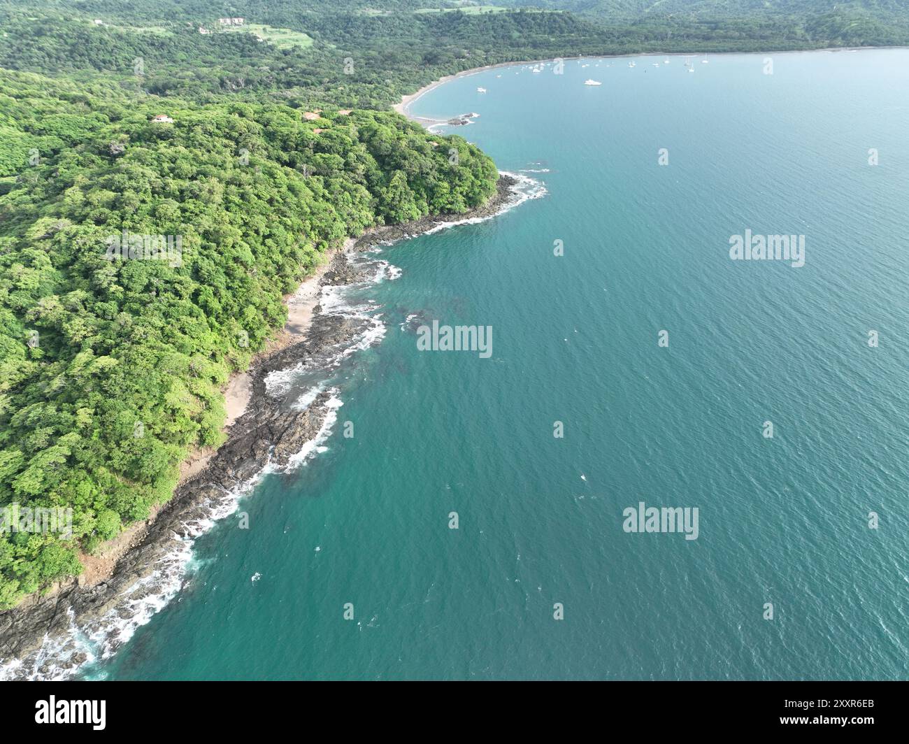 Aerial View of Playa Panama and Bahia Culebra in Guanacaste, Costa Rica ...