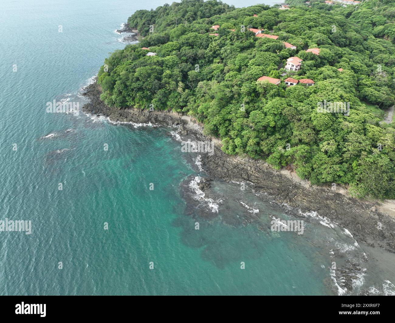 Aerial View of Playa Panama and Bahia Culebra in Guanacaste, Costa Rica ...