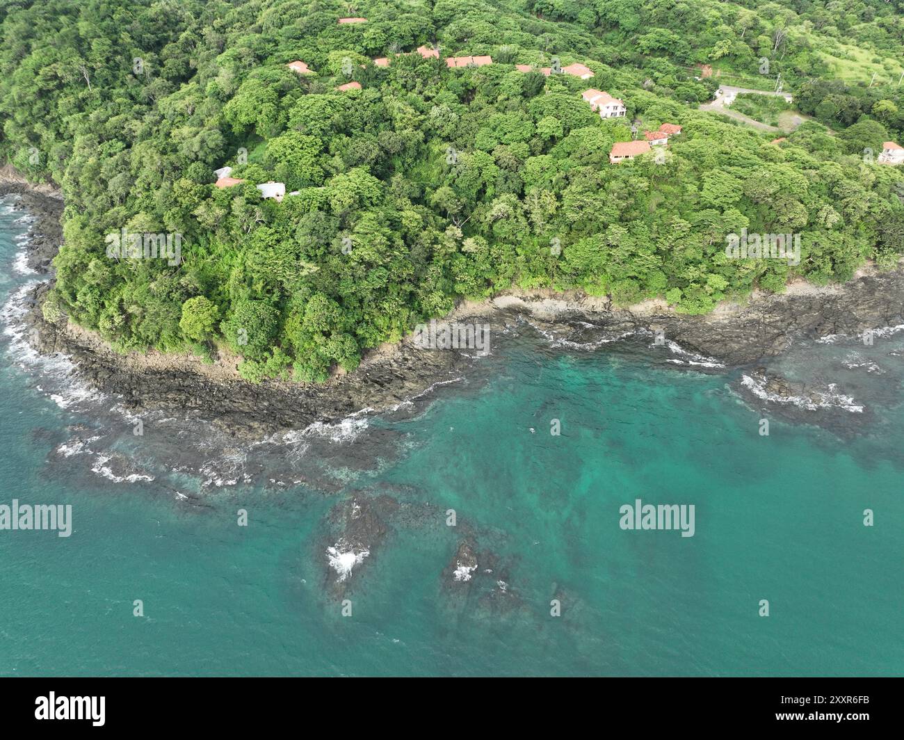 Aerial View of Playa Panama and Bahia Culebra in Guanacaste, Costa Rica ...