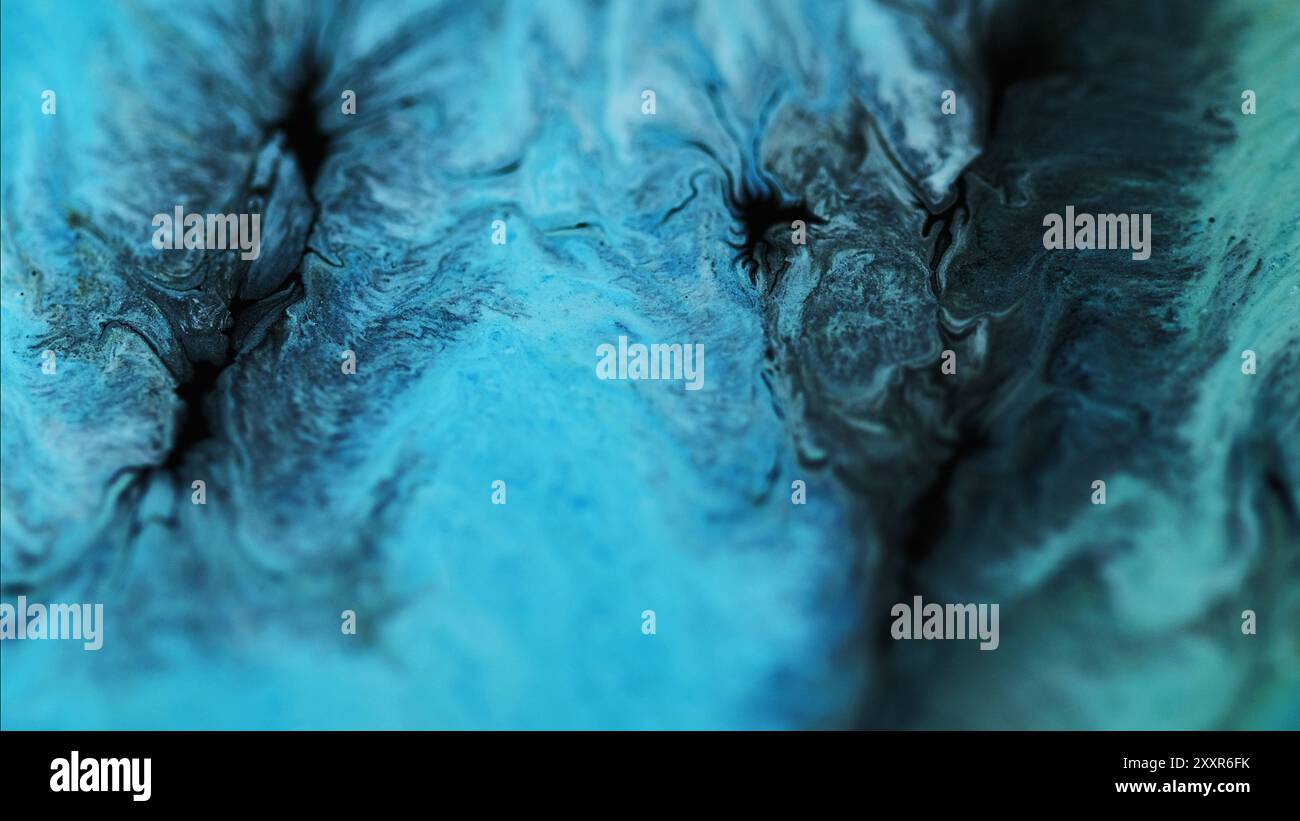 Paint spill. Ink splatter. Blur black blue color shiny shimmering ...