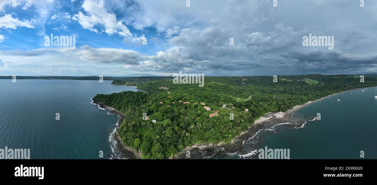 Aerial View of Playa Panama and Bahia Culebra in Guanacaste, Costa Rica ...