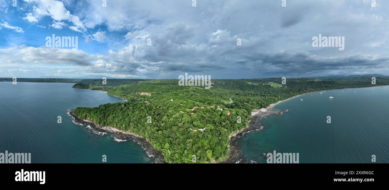 Aerial View of Playa Panama and Bahia Culebra in Guanacaste, Costa Rica ...