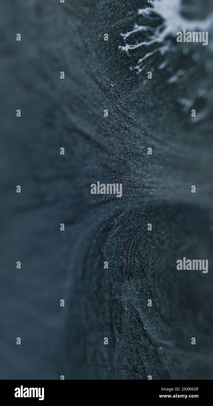 Ink glitter. Blur wave. Mystical paint art. Dark gray mixed white blue ...