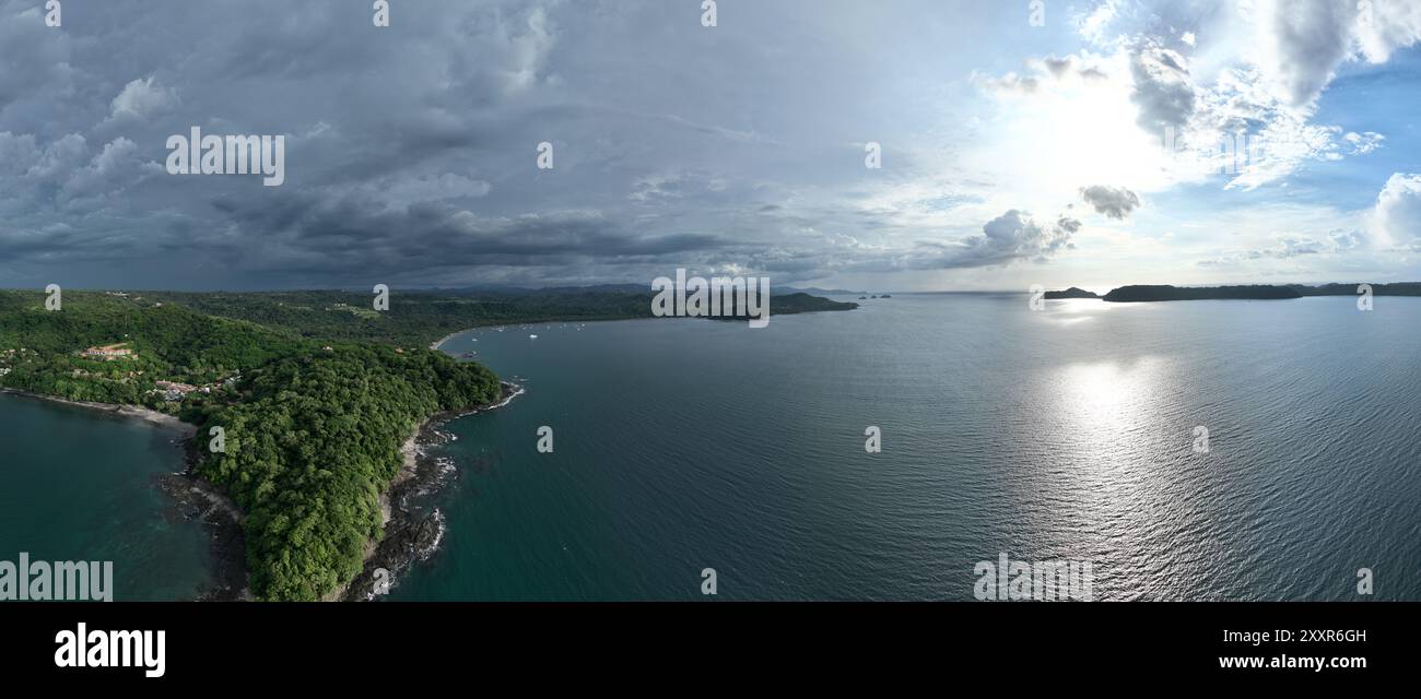 Aerial View of Playa Panama and Bahia Culebra in Guanacaste, Costa Rica ...