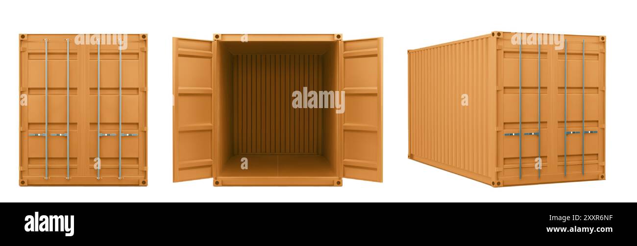 Realistic 3d orange container for cargo shipping. Vector illustration ...