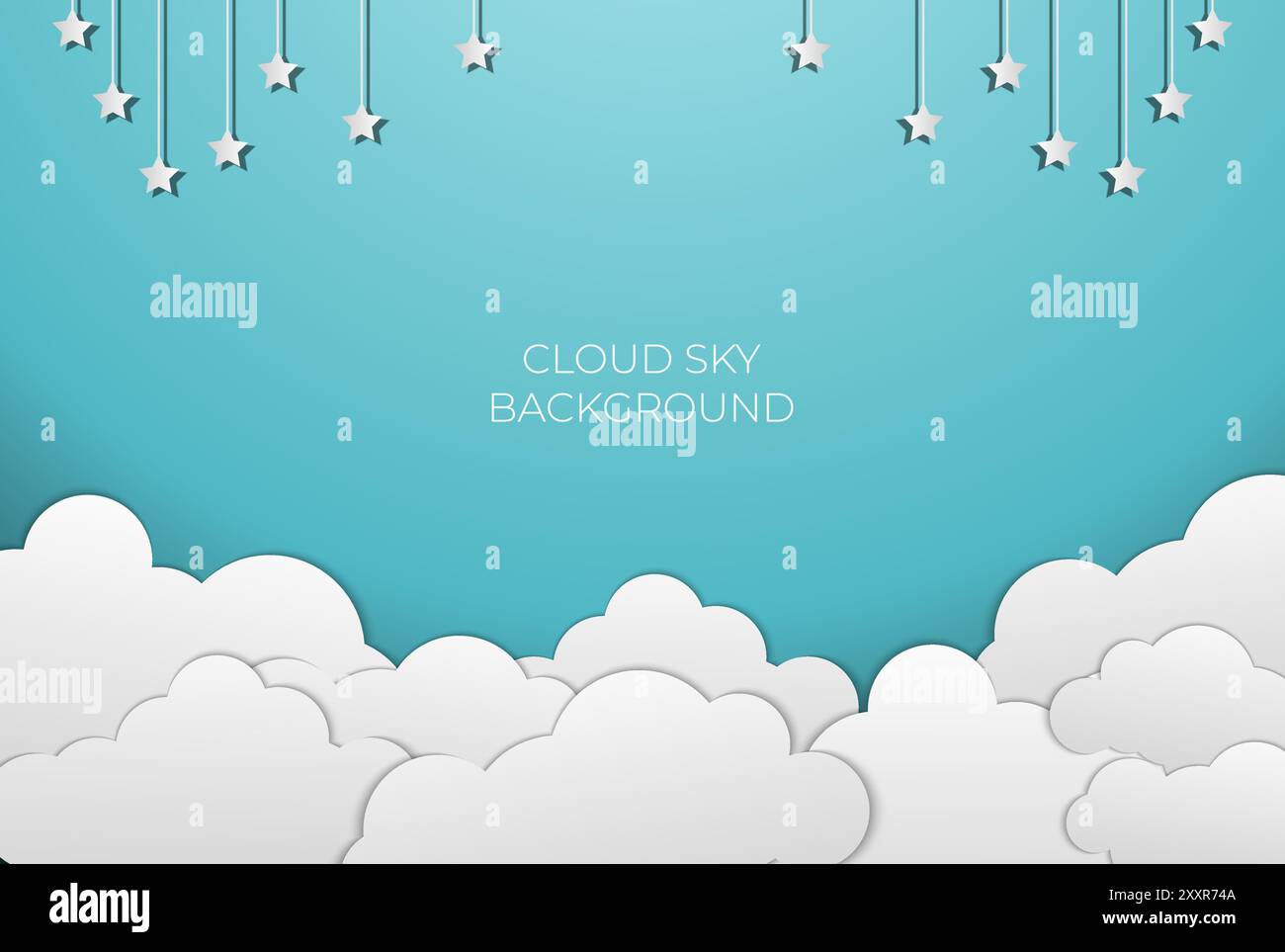 Blue Sky with Paper Cut Clouds and Star Background. Vector Illustration Stock Vector Image & Art ...