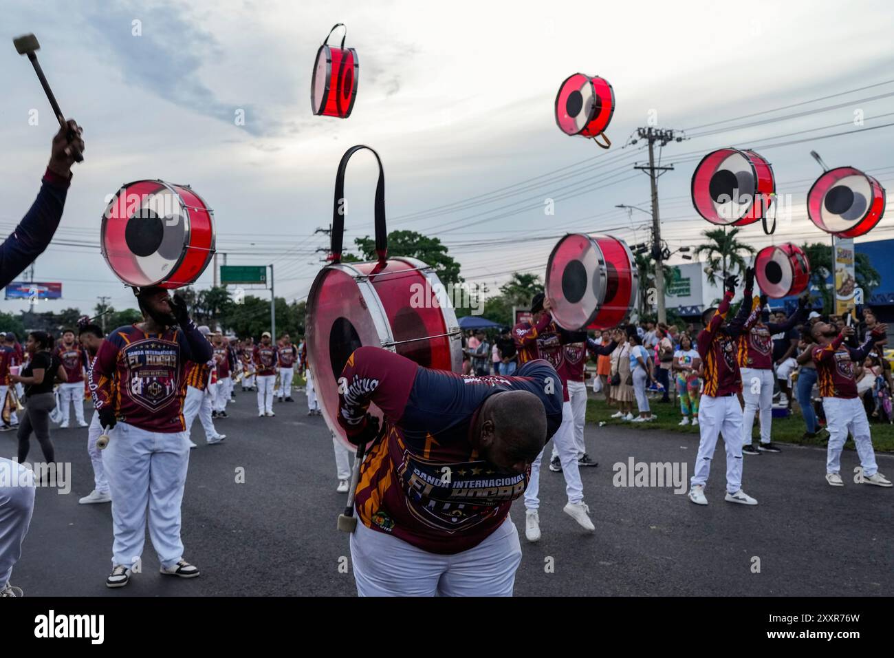 Musicians parade to celebrate the anniversary of the founding of the ...