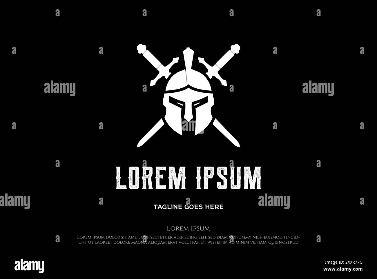 Greek Sparta Spartan Helmet Warrior with Crossed Blade Sword Logo ...