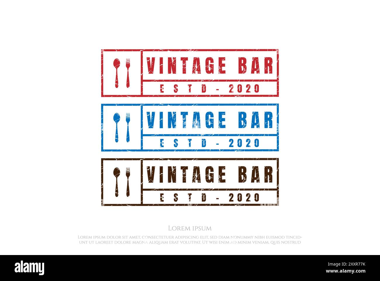 Rectangle Rustic Stamp Bar Restaurant Logo Design Vector Stock Vector ...