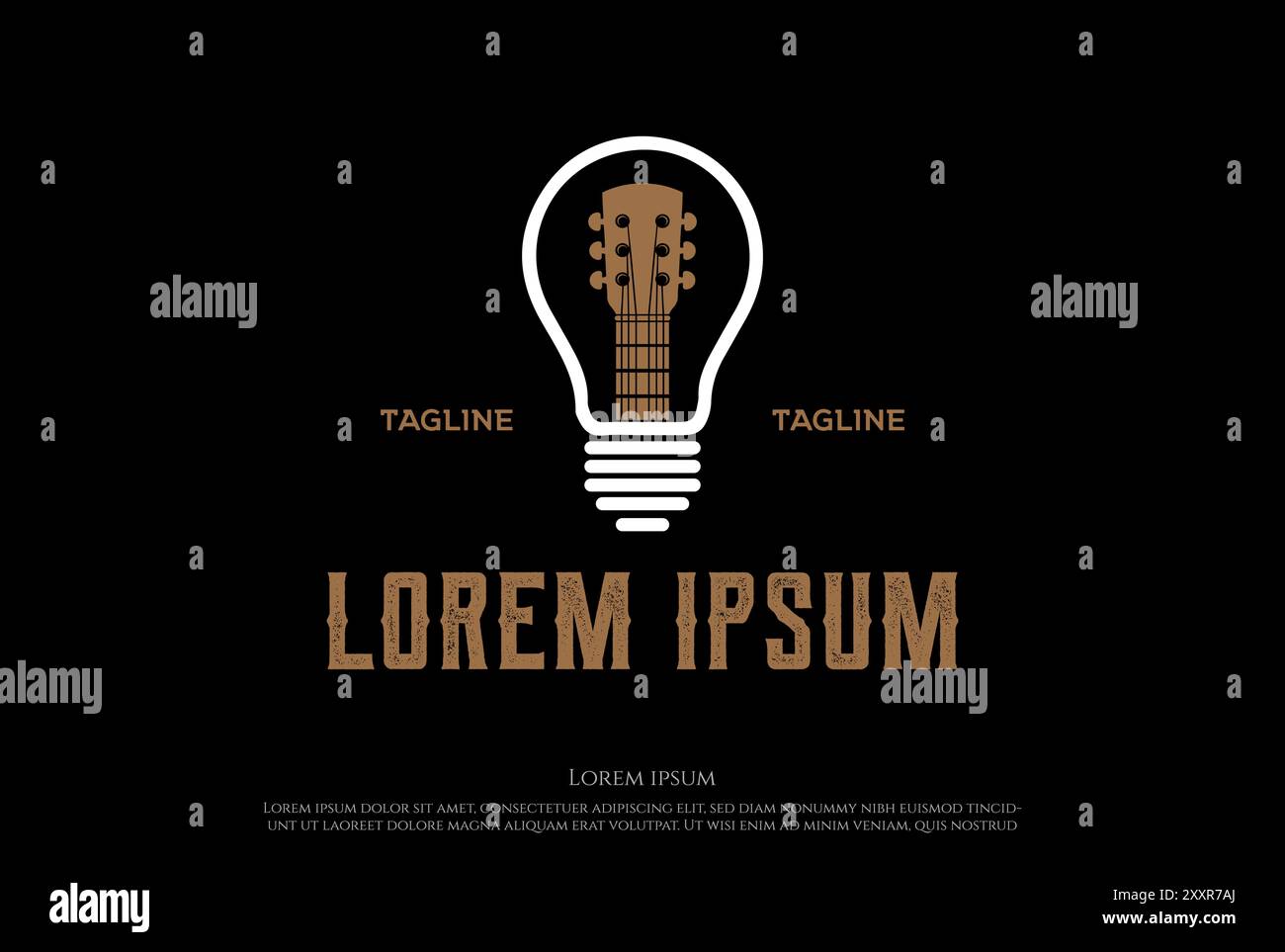 Vintage Retro Light Bulb Guitar Music Creative Idea Logo Design Vector ...