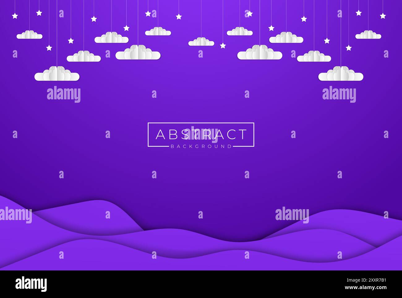 Violet Liquid Sky with Paper Cut Clouds and Star Background. Vector Illustration Stock Vector ...