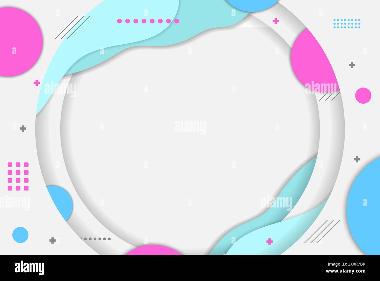 Abstract Landscape Circular Paper Cut with Blue Wave Liquid Background ...