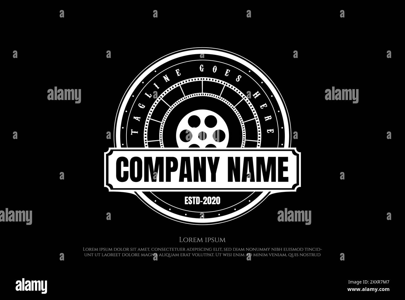 Retro Vintage Cinema Film Stripes Reel Movie Production Logo Design Vector Stock Vector Image ...