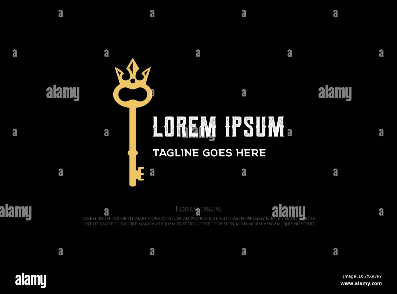 Golden King Queen Crown Key for Apartment Real Estate Logo Design ...