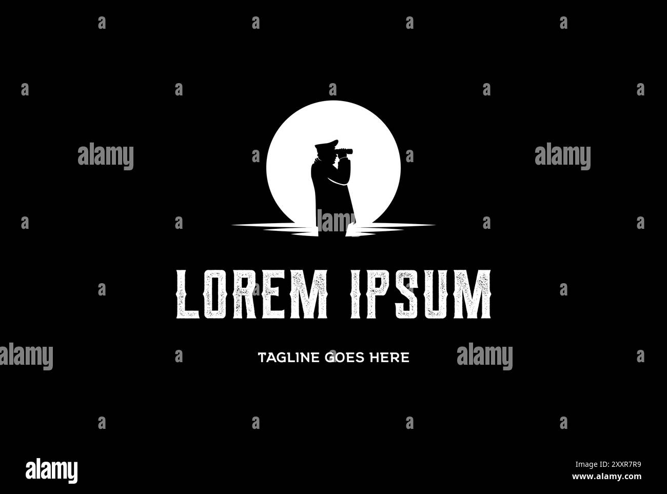 Sunrise Sunset Ocean with Old Ship Captain Silhouette Logo Design ...