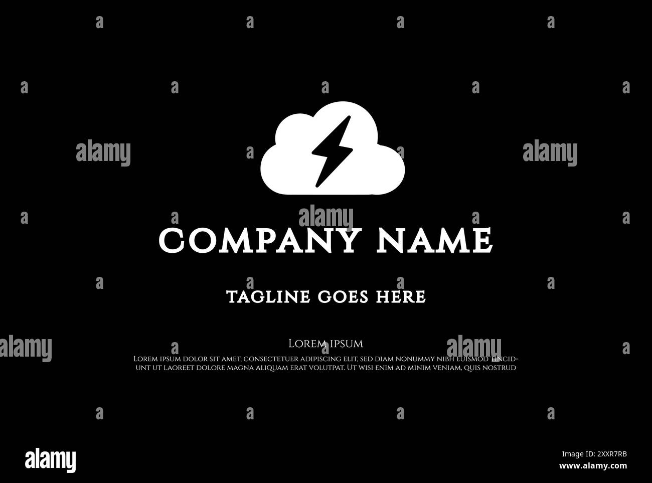 Simple Minimalist Cloud with Light Thunderbolt Power Energy Logo Design ...