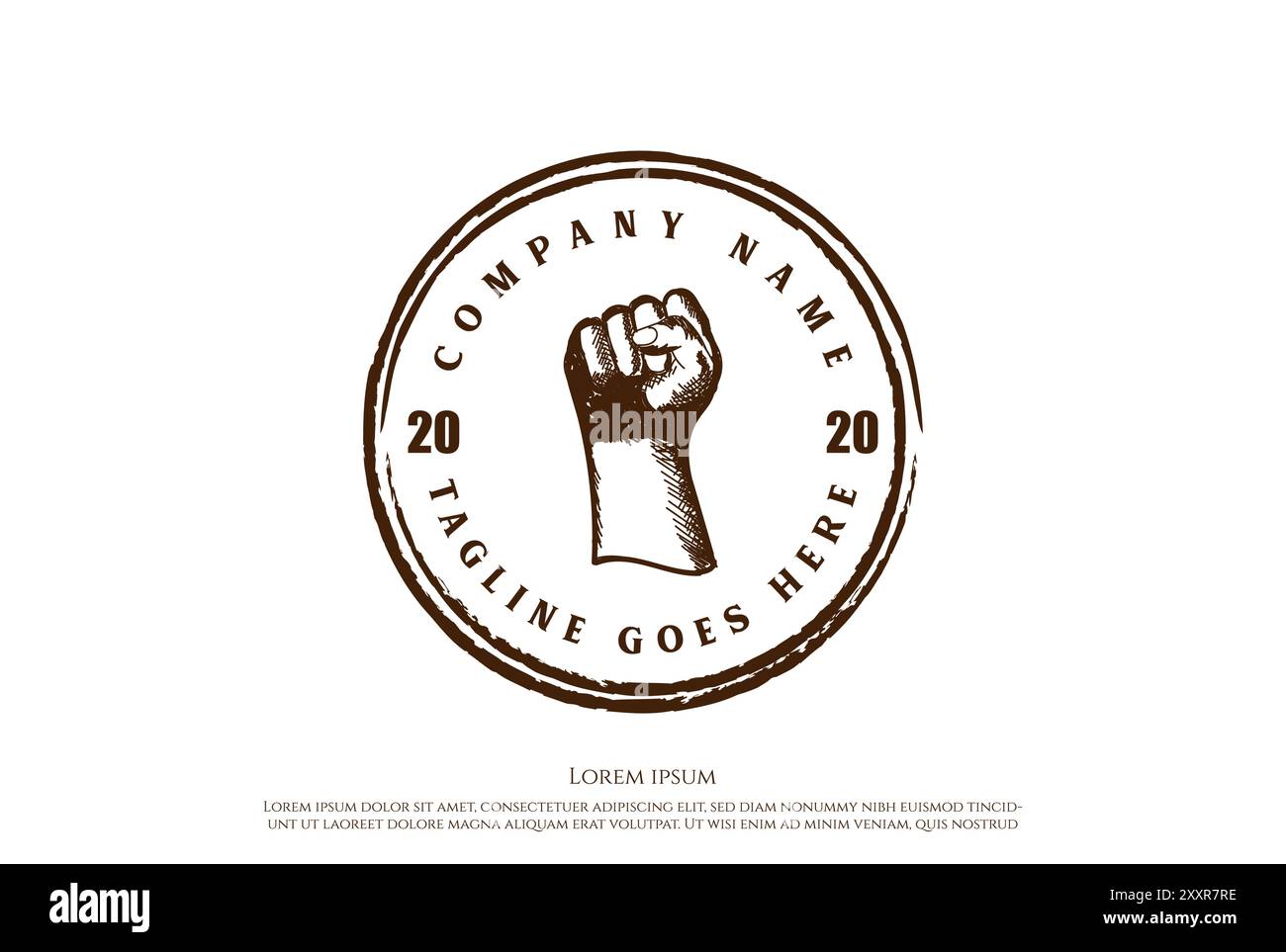 Vintage Retro Hand Clenched for Rebelion, Fighting Sport Logo Design ...