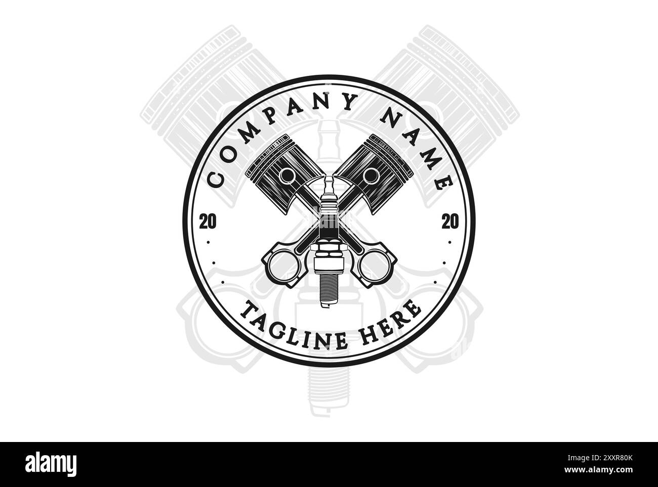 Retro Vintage Piston Spark Plug Auto Garage Logo Design Vector Stock ...
