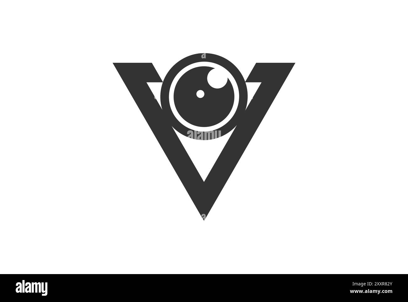 Triangle Initial Letter V with Eye Camera Lens for Vision Logo Design ...